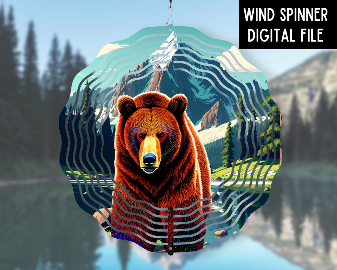 GRIZZLY BEAR Wind Spinner Design Bear Windspinner PNG Digital File ...