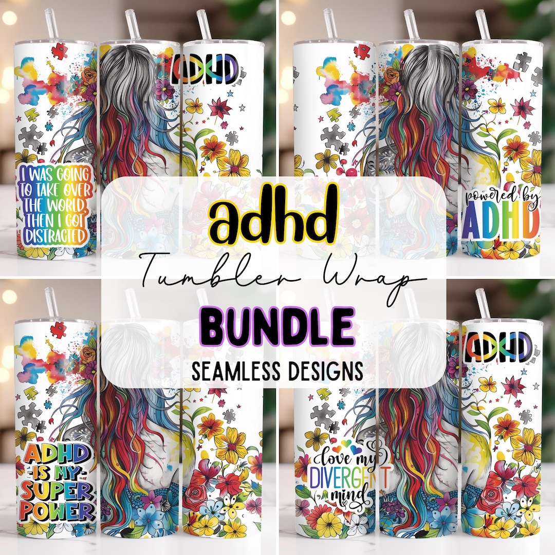 Mental Health PNG Bundle Sublimation Tumbler ADHD Seamless Wrap Bundle ...