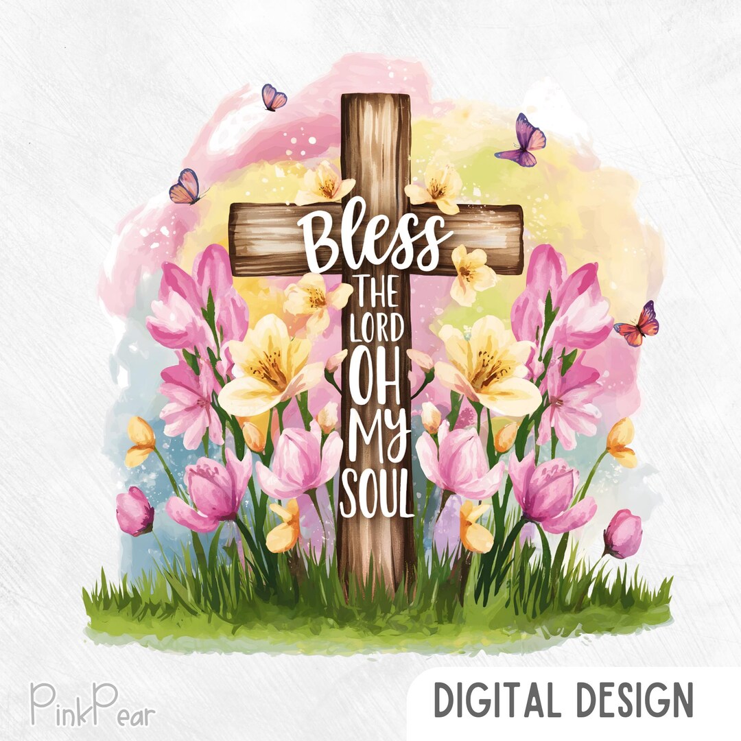 Easter Sublimation Design Christian PNG Shirt Design Floral Cross ...