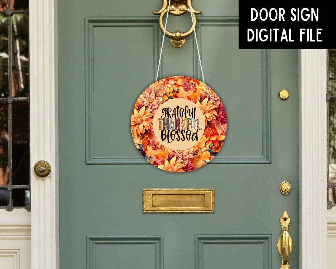 THANKSGIVING Door Sign PNG, Fall Sublimation Design, Sublimation Door ...