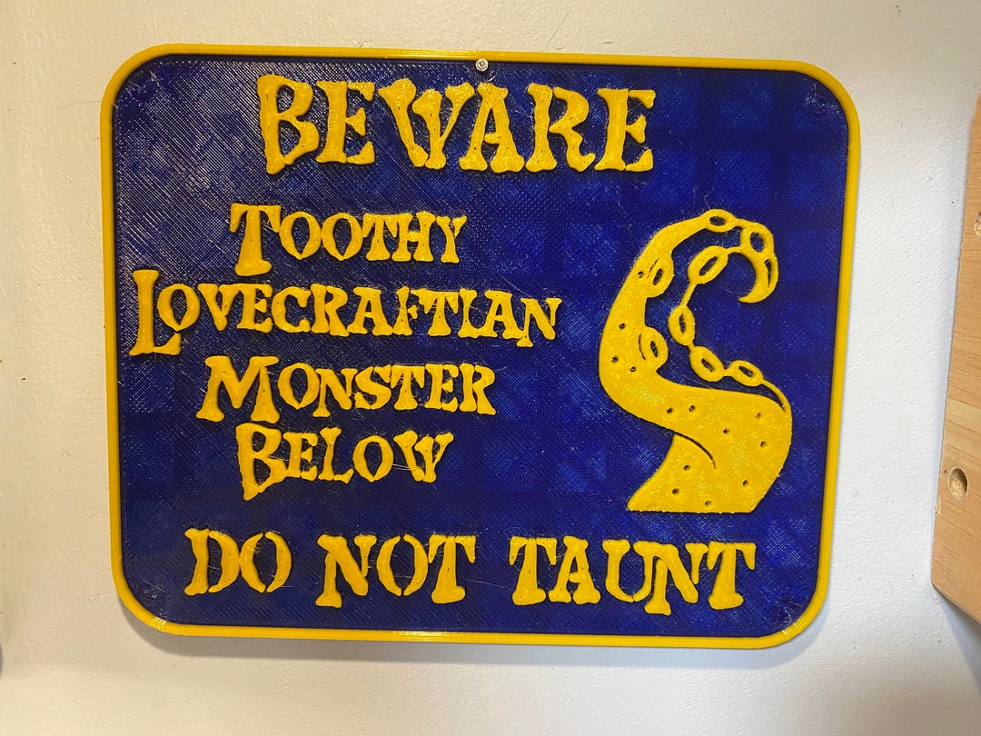 Sign - Beware Toothy Lovecraftian Monster Below - Etsy