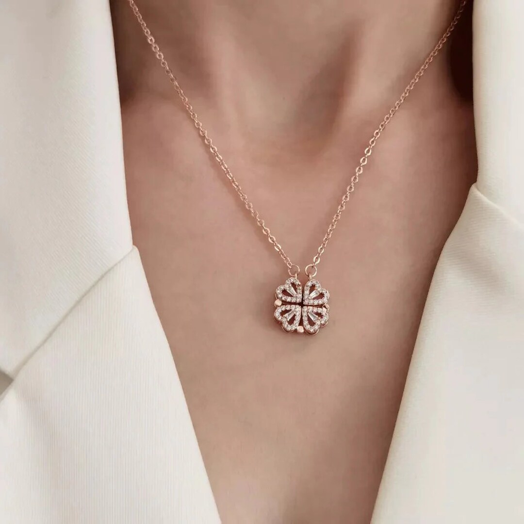 Heart Magnetic Clover Necklace, Four Leaf Clover Necklace • Gift for ...