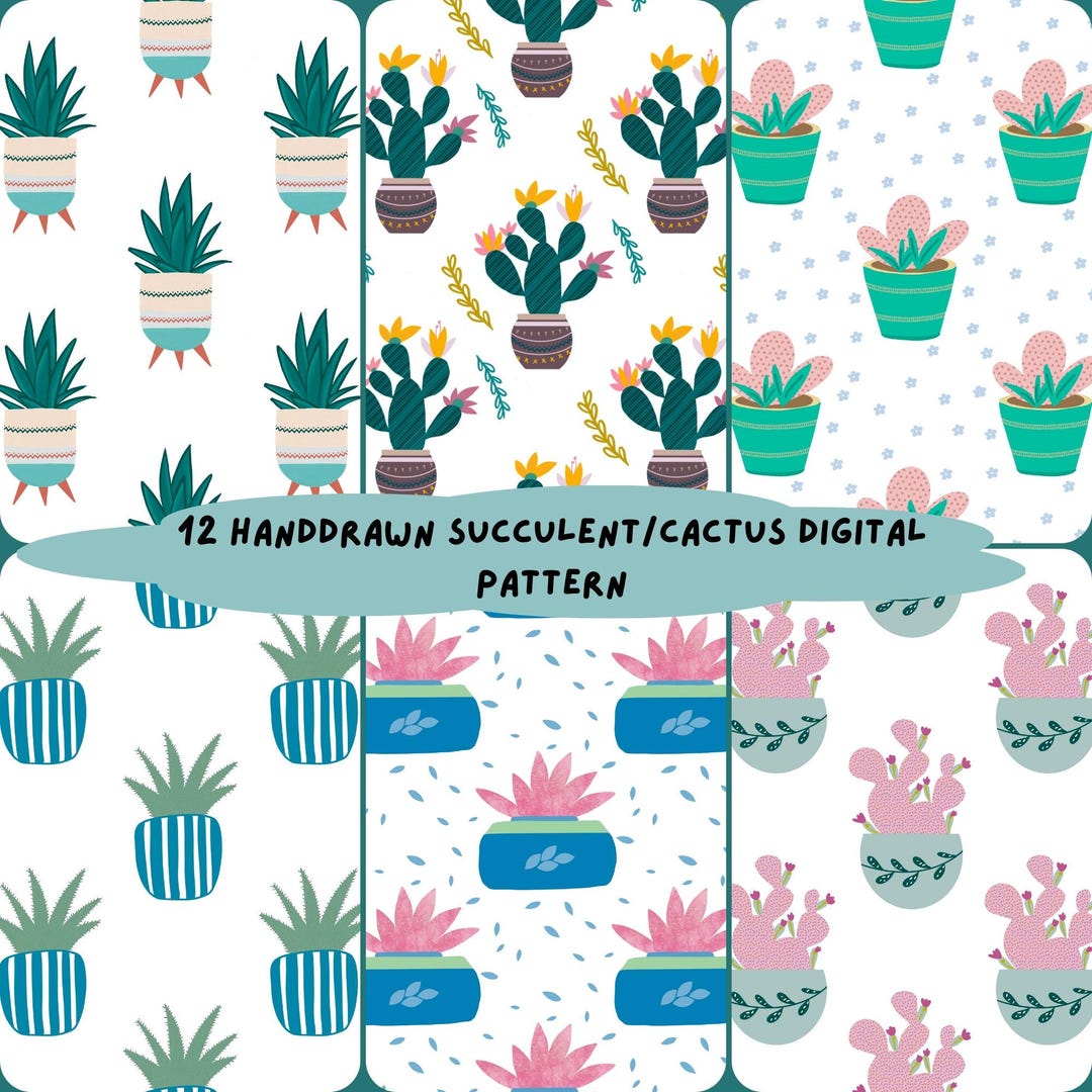 Cactus Seamless Pattern,succulent Digital Paper,cacti Fabric Design ...