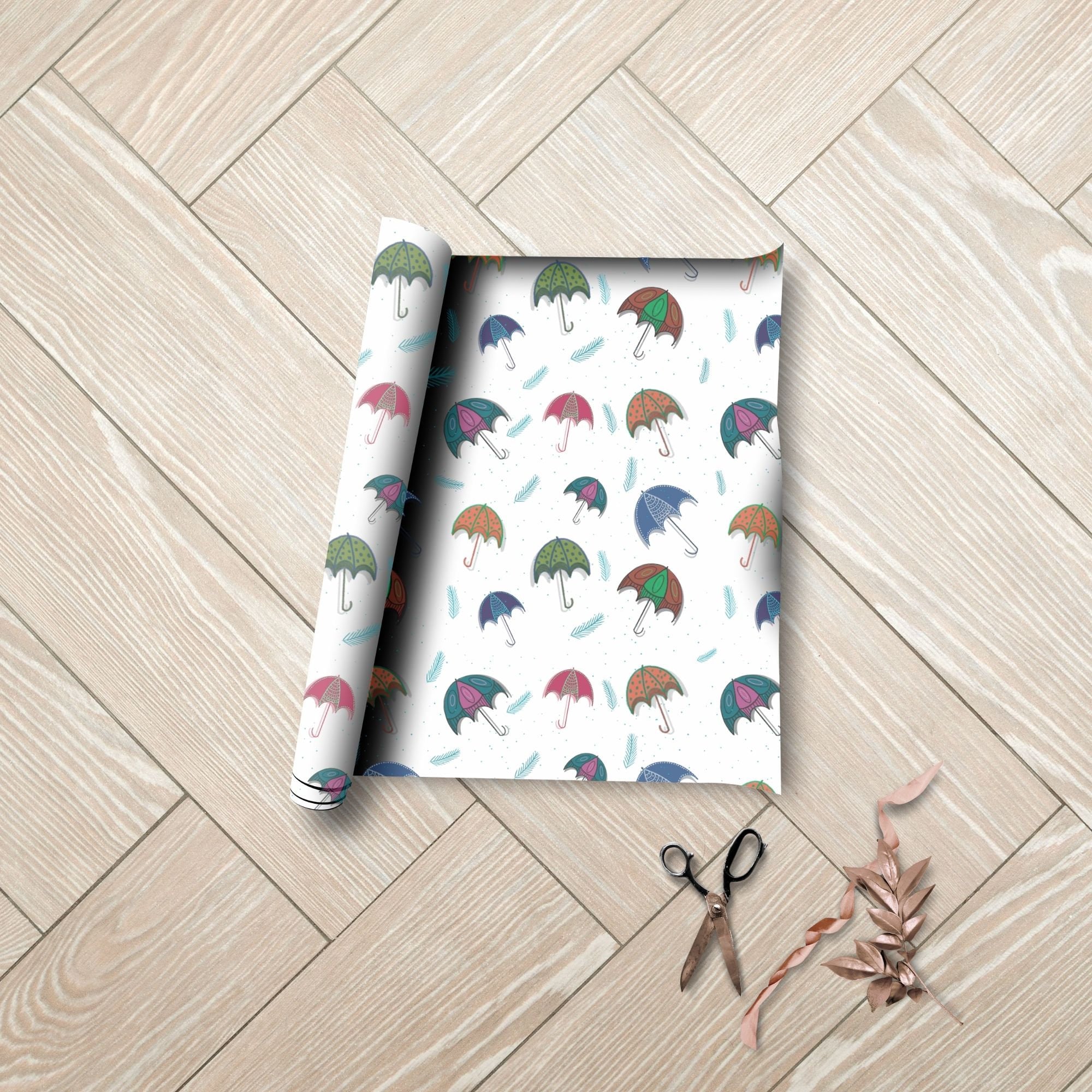 Umbrella Digital Paper Repeat, Seamless Pattern With Raindrops ...