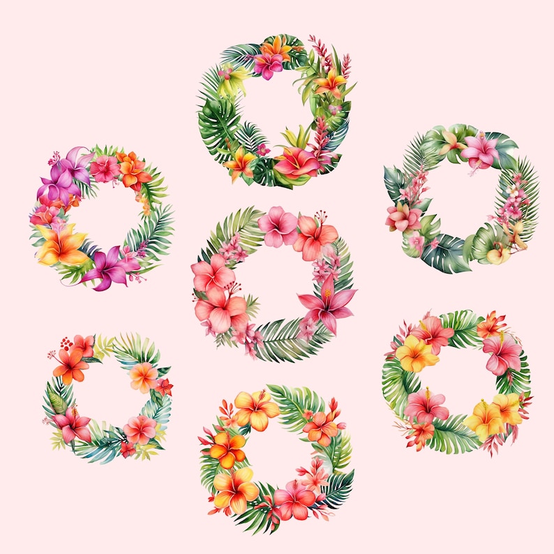 45 PNG Watercolor Tropical Flowers Clipart ,wild Flowers Set Clipart ...