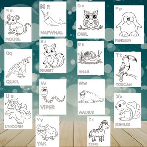 ABC Animal Coloring Pages: 26 Printable Sheets (digital Download),kids ...