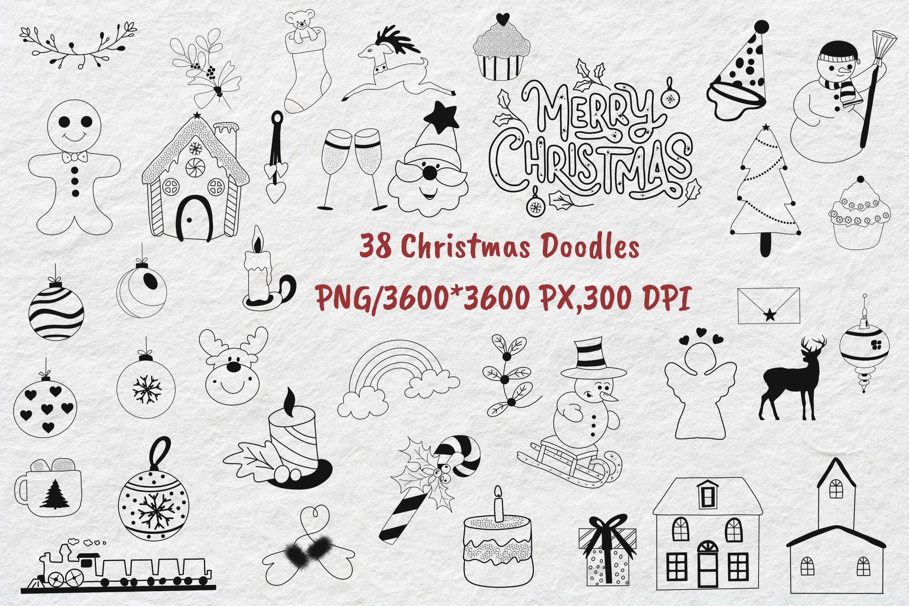 38 Christmas Doodles Clipart Png- Transparent PNG Winter Elements,merry ...