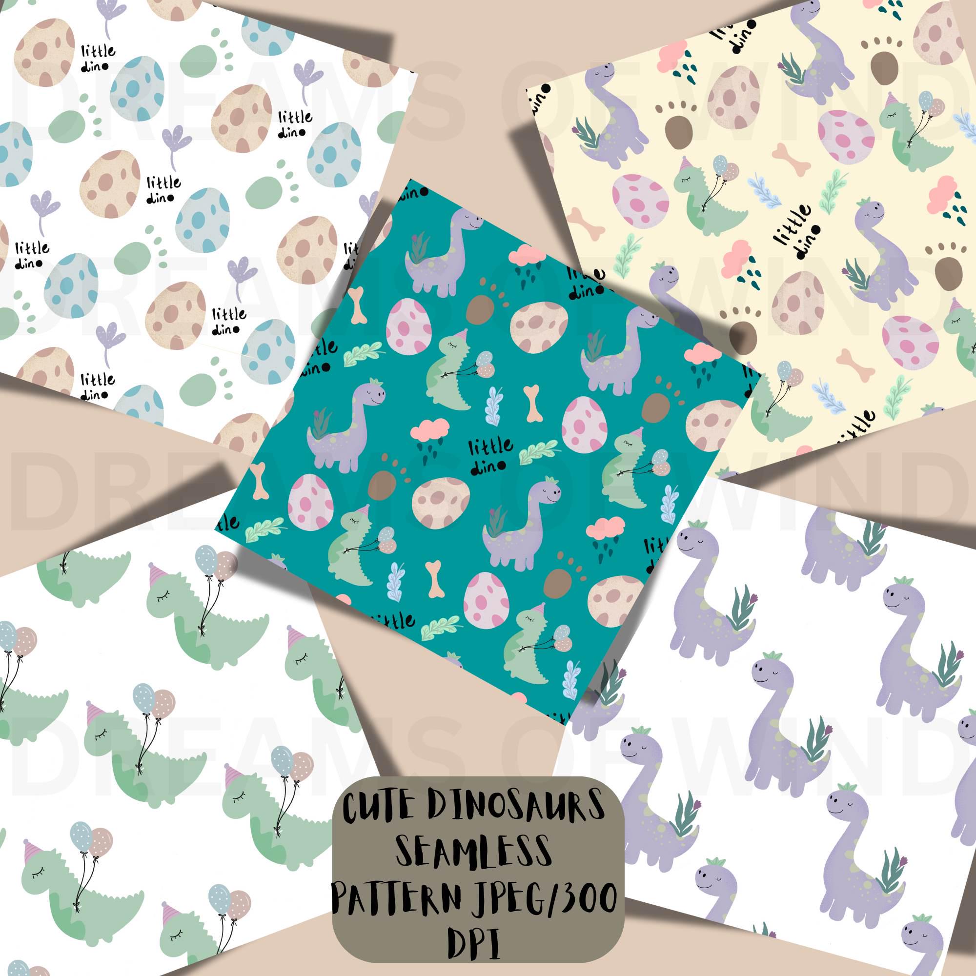 Cute Dinosaur Digital Seamless Pattern,little Dino Digital Paper ...