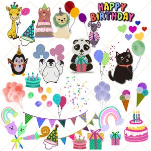 Digital Birthday Clipart Bundle Party Decor&card Making,flags Clipart ...