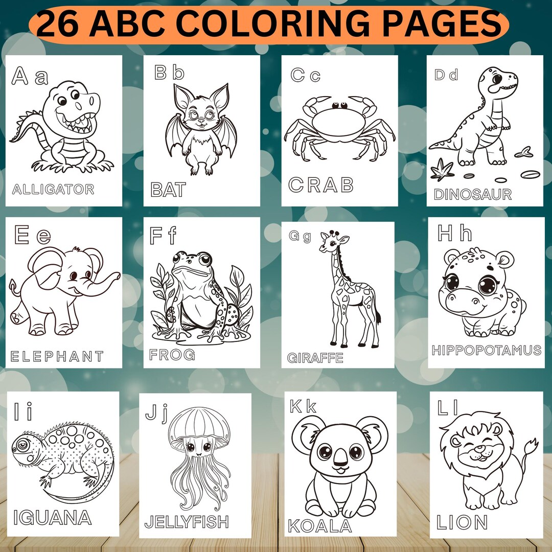 26 Printable ABC Cute Animals Coloring Pages for Kids,toddlers ...