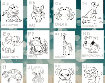 26 Printable ABC Cute Animals Coloring Pages for Kids,toddlers ...