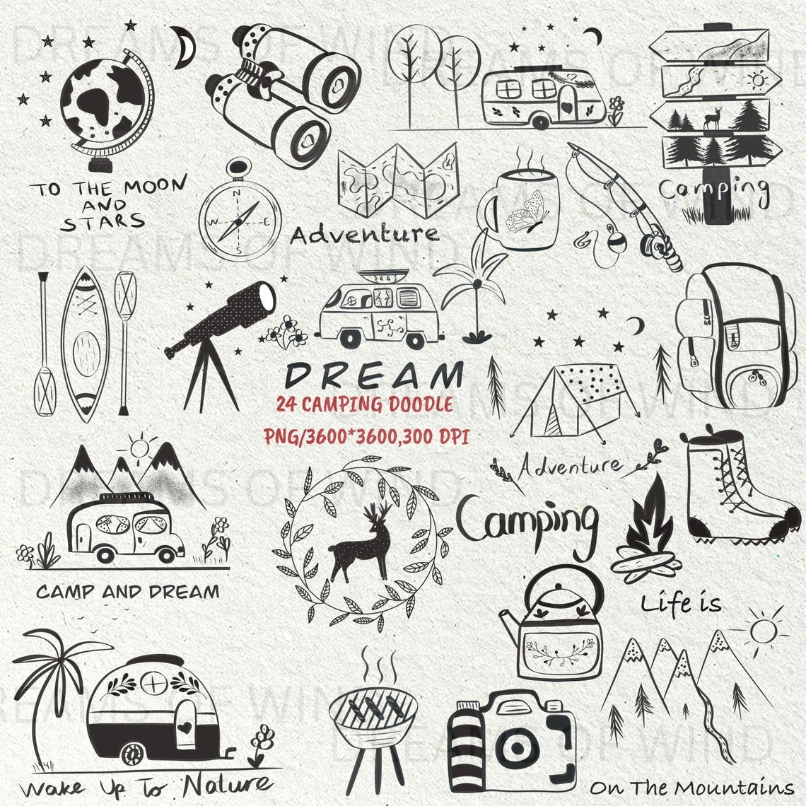 Camping, Mountain Scene, Night Sky, Line Drawing, Adventure Caravan ...