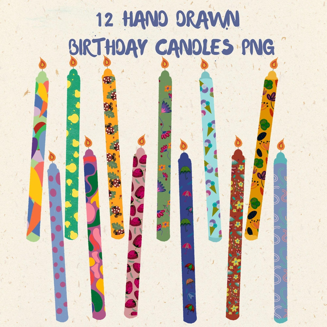Hand Drawn Colorful Candles Clipart Set - Birthday Candles Png,party ...