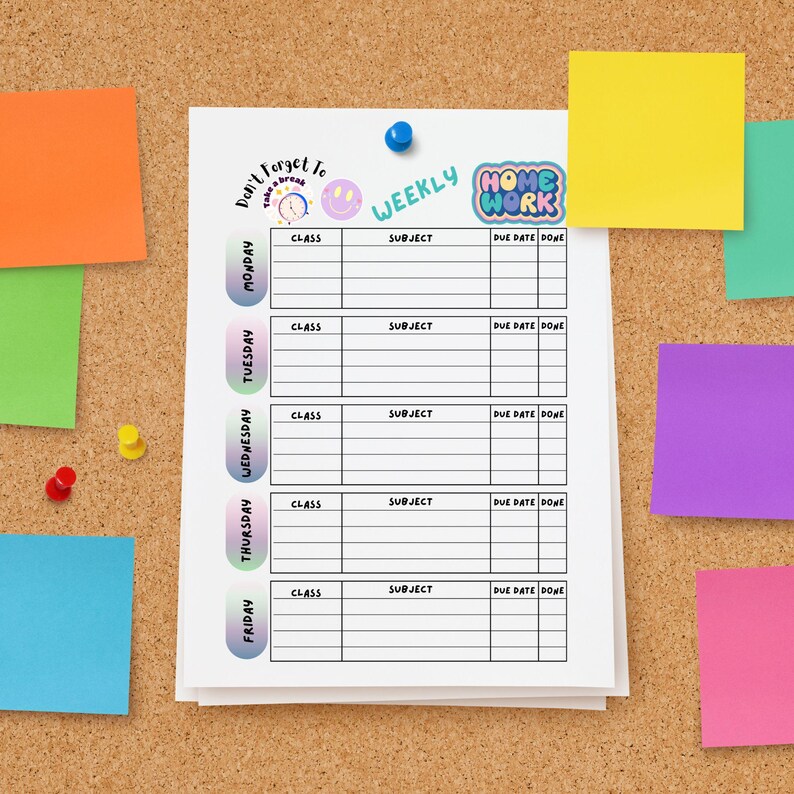 Editable Homework Planner Printable, Digital Student Planner Assignment ...