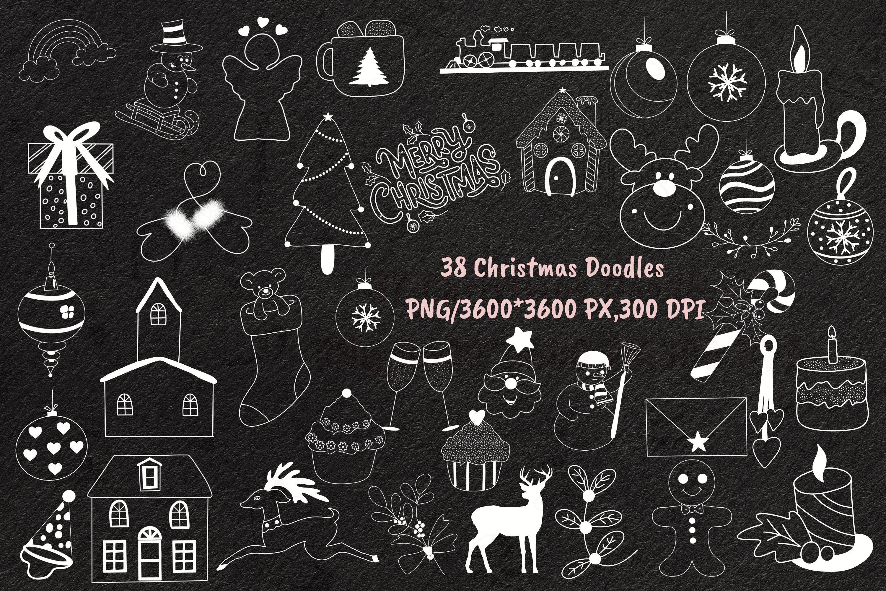 38 Christmas Doodles Clipart Png- Transparent PNG Winter Elements,merry ...