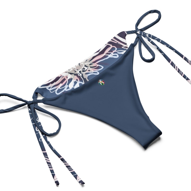 Blue-grey Pattern String Bikini Pink and White Echinacea Floral Print ...