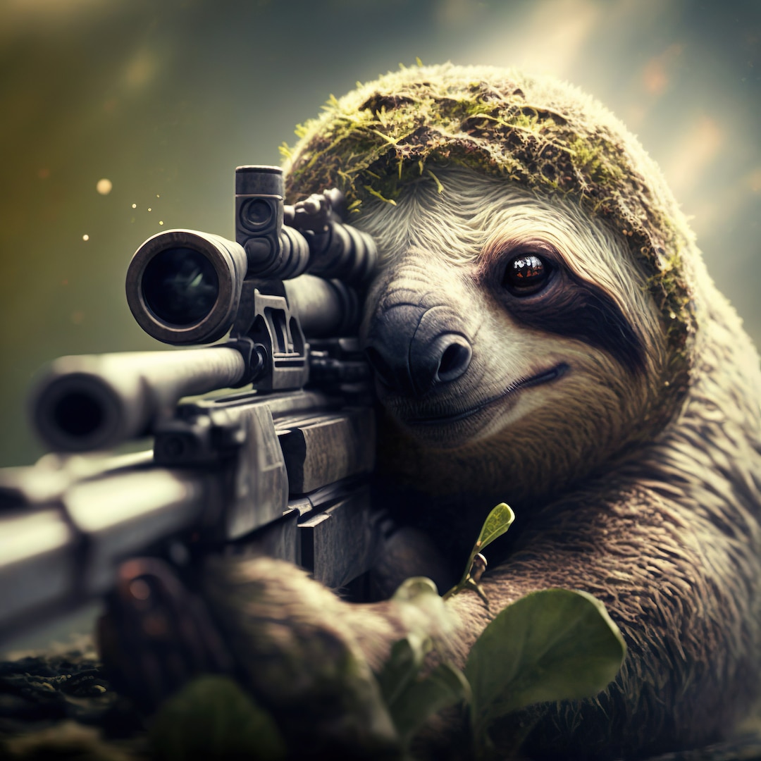 Sniper Sloth Slow and Steady - Etsy