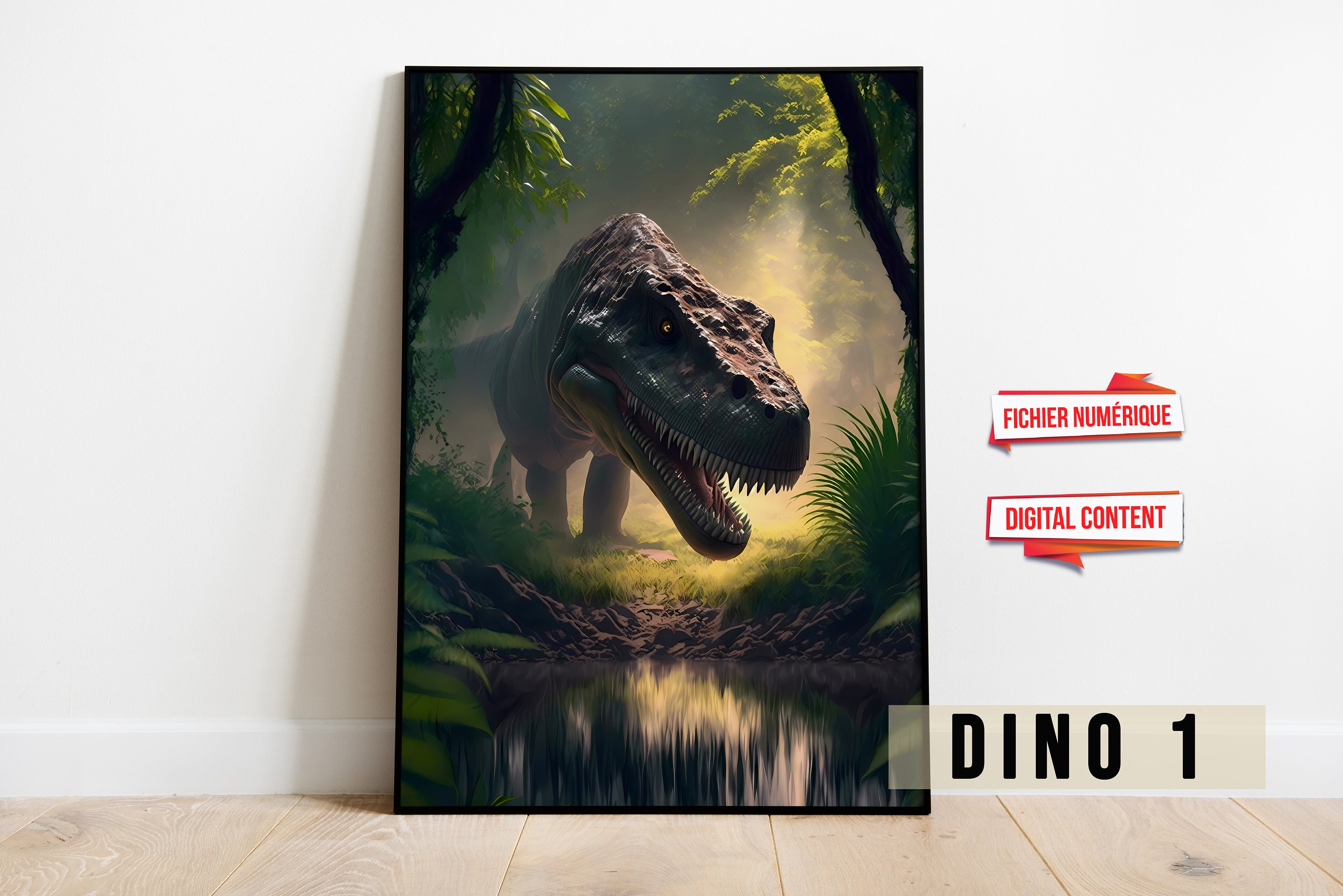Dinosaur T-rex Poster Jurassic Park Kids Bedroom Home Decor Wall Art T ...