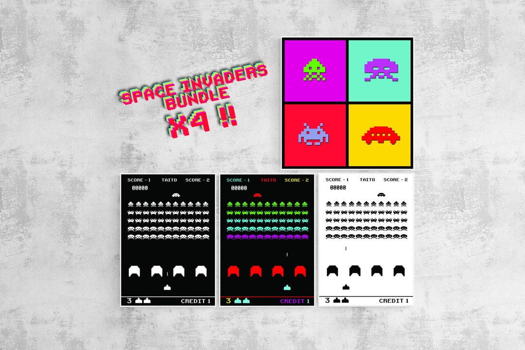 Space Invaders Arcade Game Poster Pixel Art Retro Gaming Vintage Geek ...