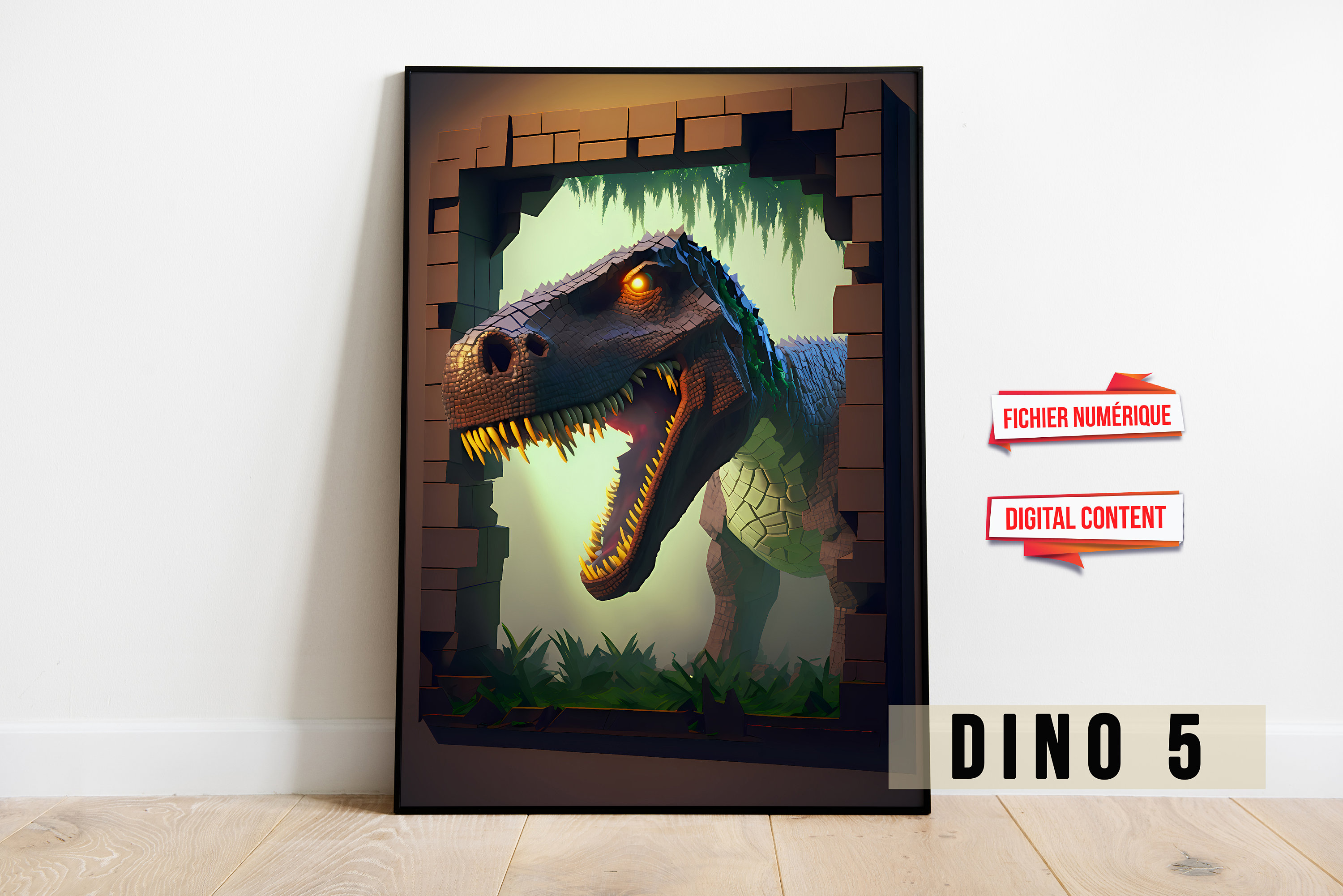 Dinosaur T-rex Poster Jurassic Park Kids Bedroom Home Decor Wall Art T ...