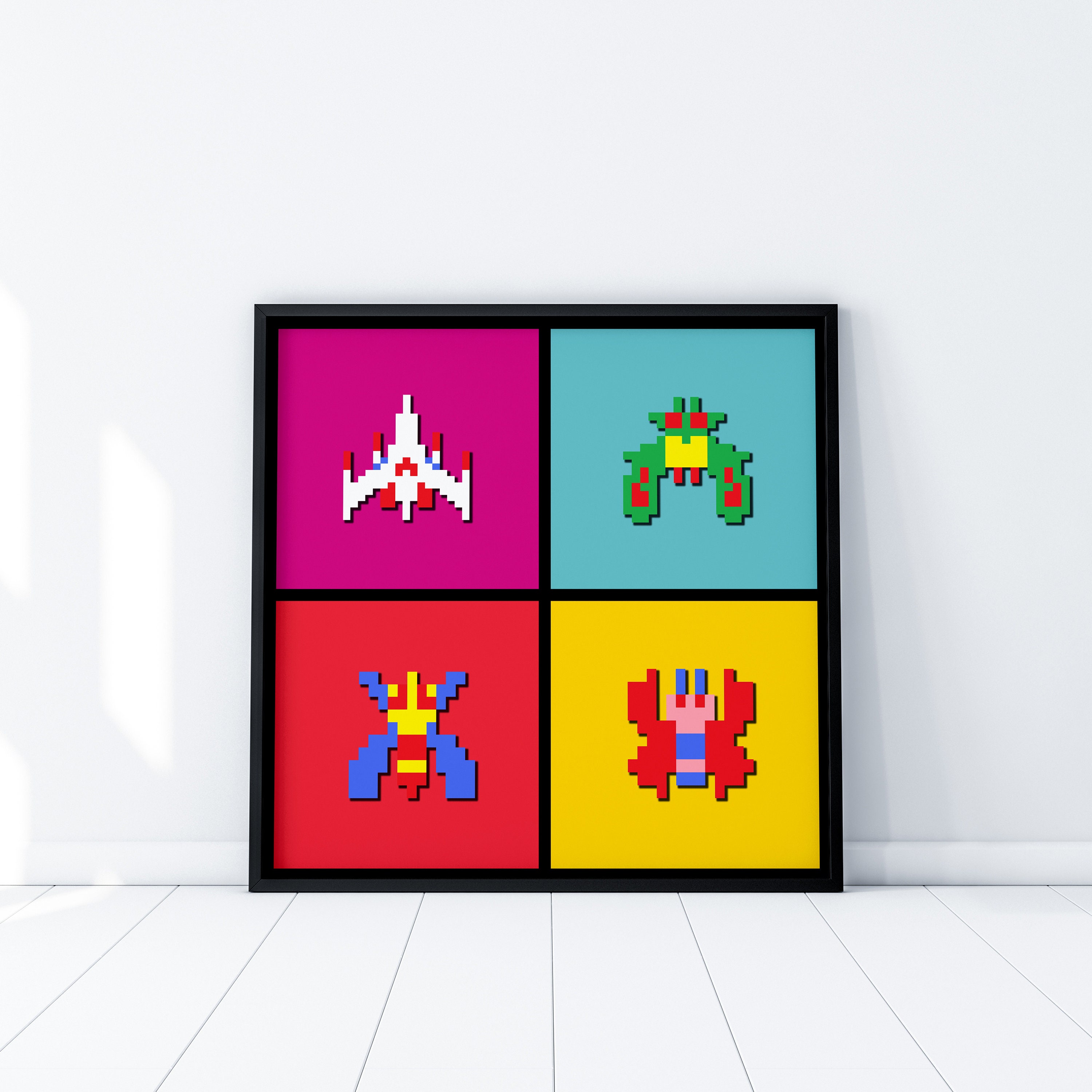Galaga 1981 Arcade Gaming Poster Arcade Game Poster Pixel Art Retro ...
