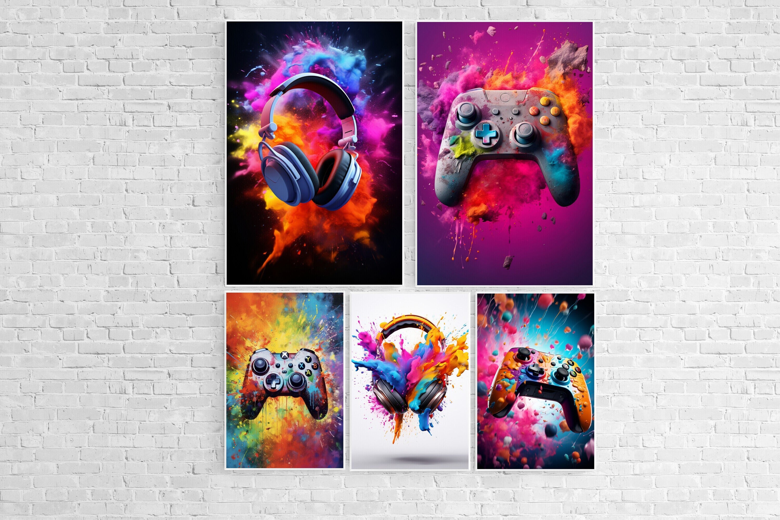 Game Controller Headphone Poster Graffiti Street Art Wall Urban Art Pop ...