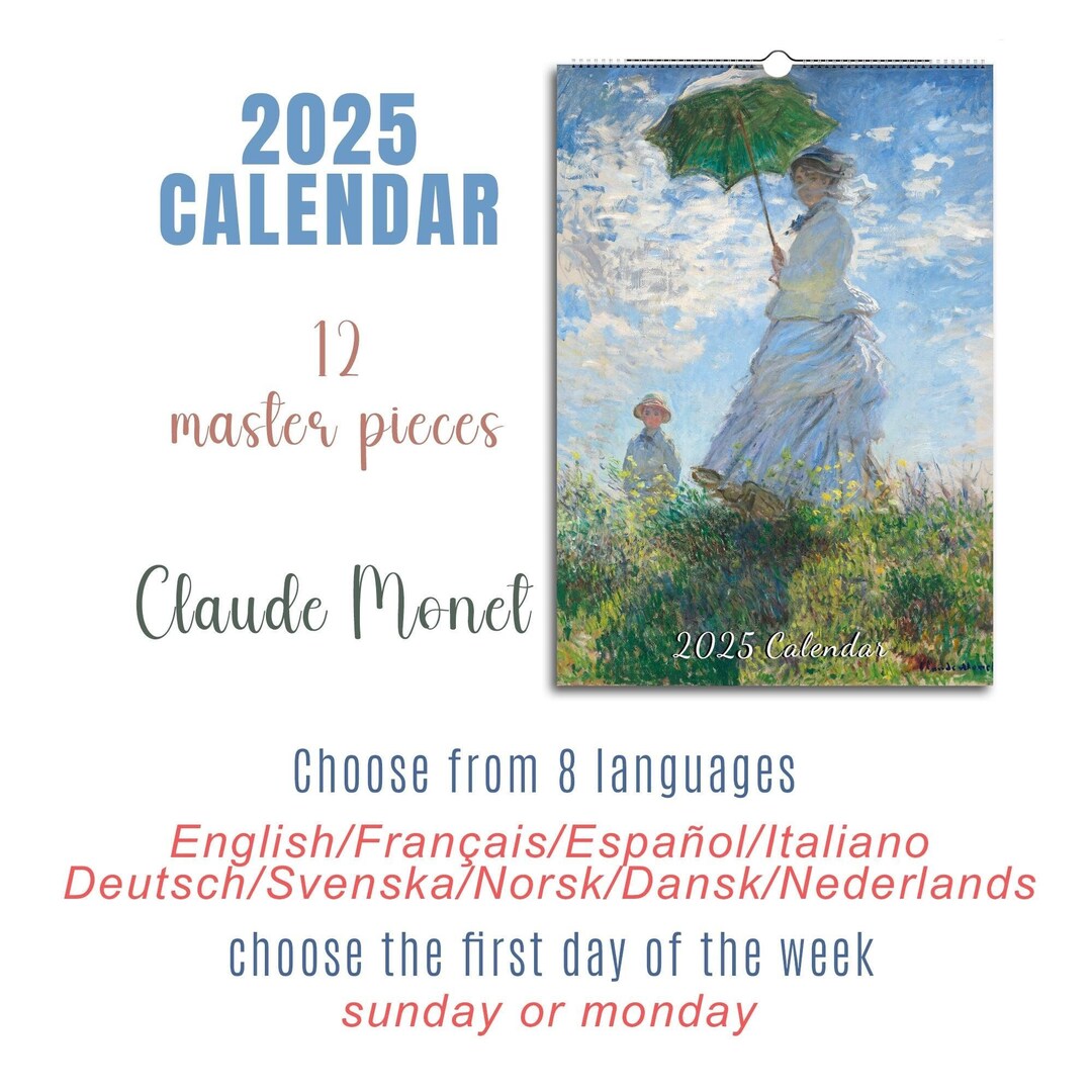 2025 Calendar Claude Monet Painter Masterpiece Impressionism Painting ...