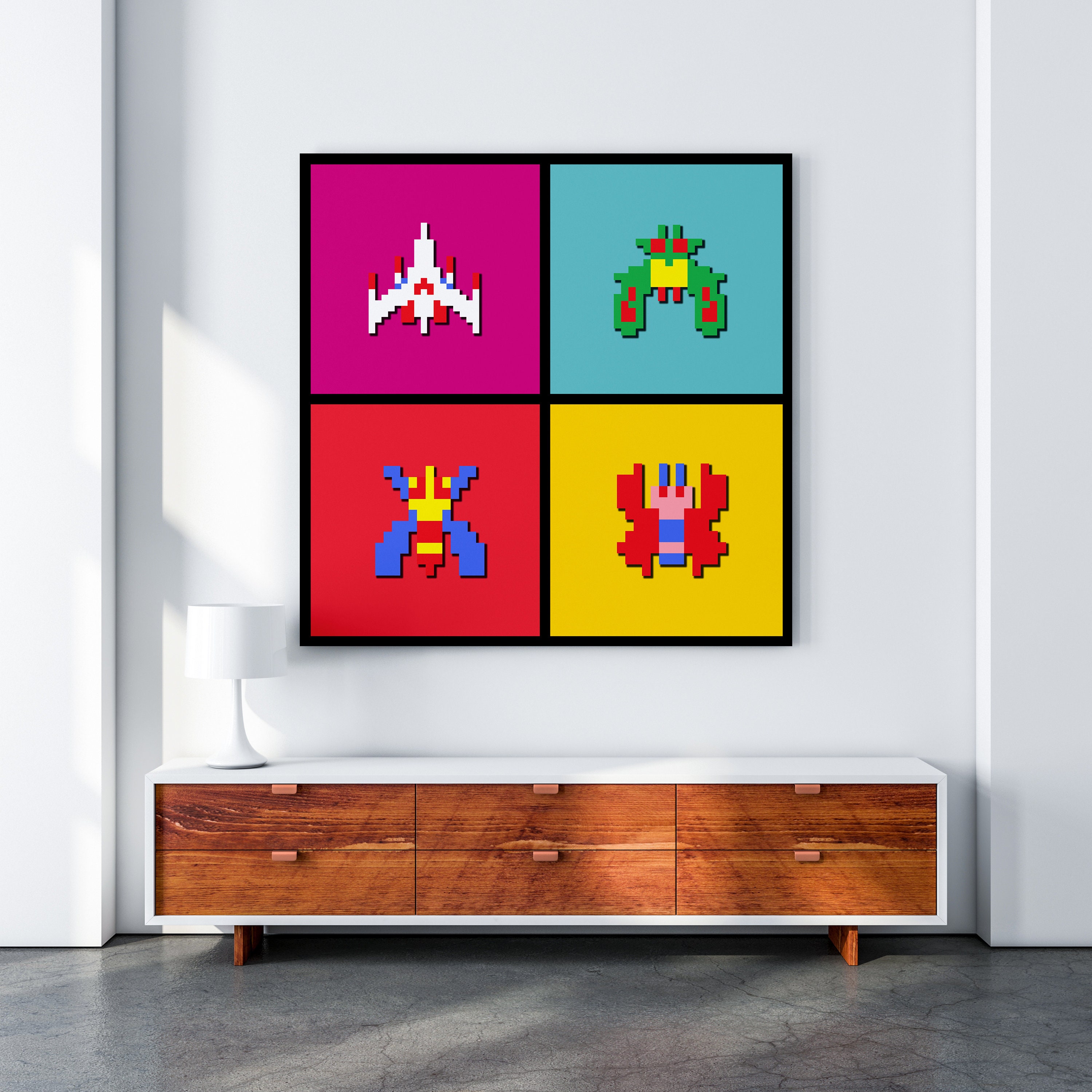 Galaga 1981 Arcade Gaming Poster Arcade Game Poster Pixel Art Retro ...