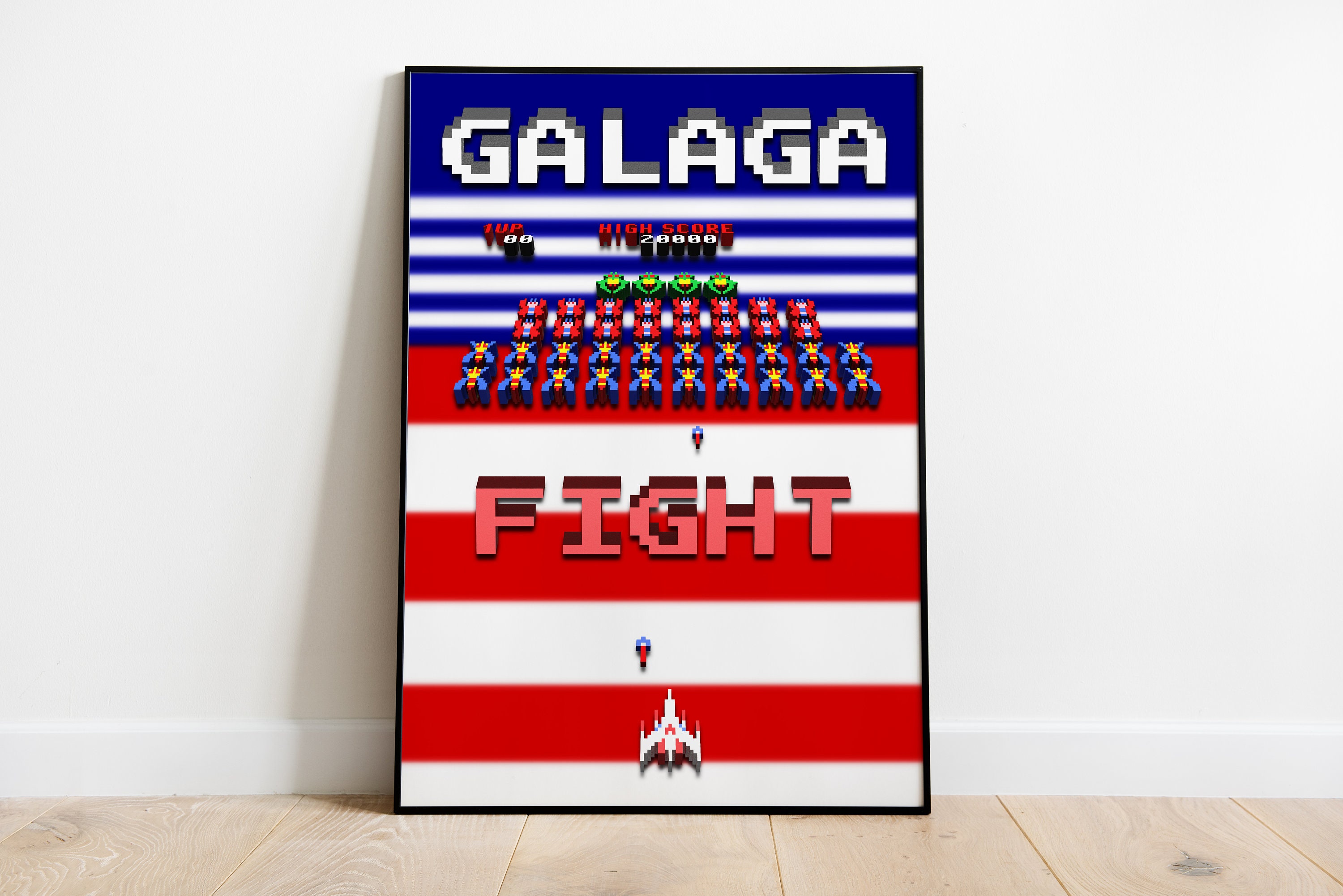 Galaga 1981 Arcade Gaming Poster Arcade Game Poster Pixel Art Retro ...