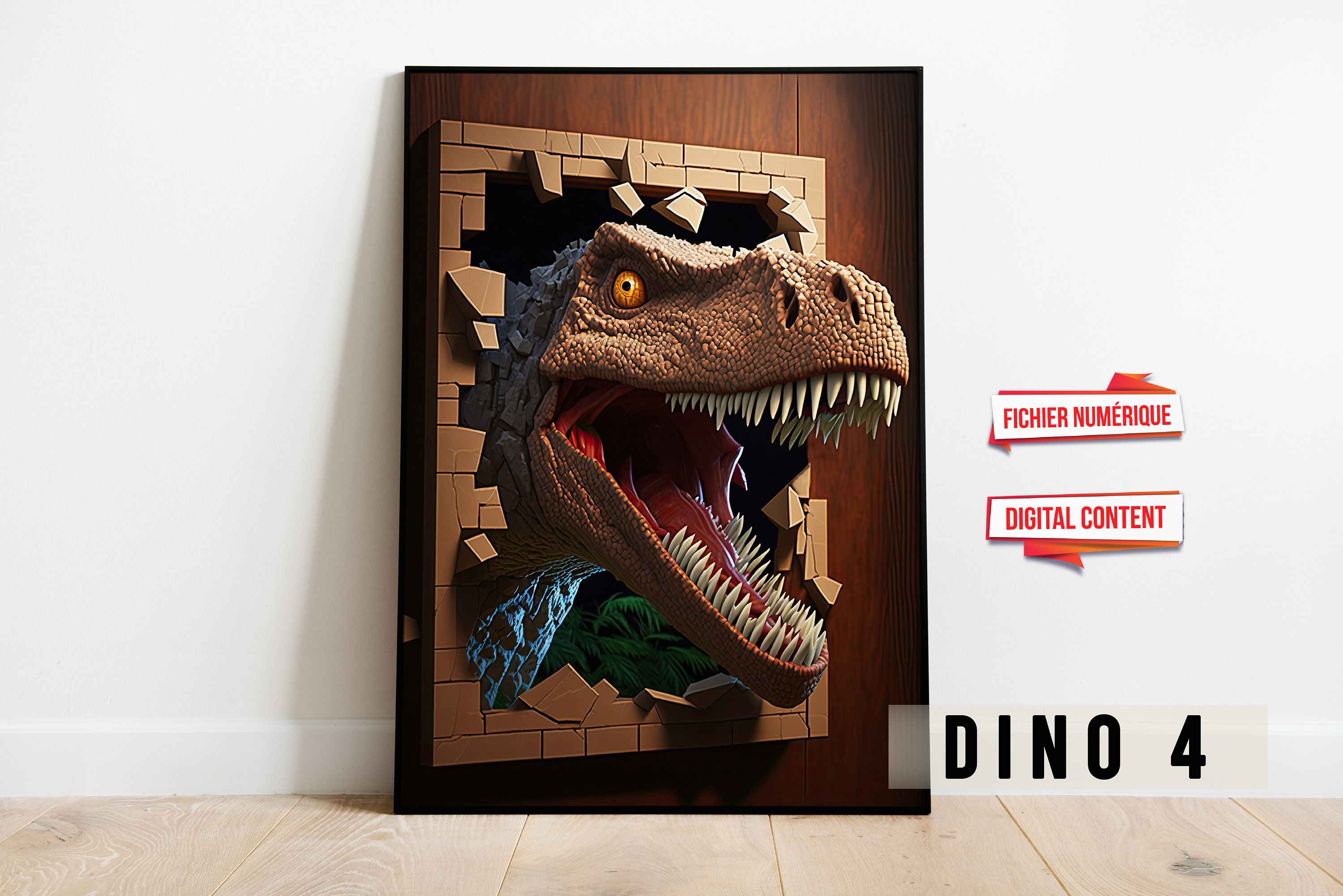Dinosaur T-rex Poster Jurassic Park Kids Bedroom Home Decor Wall Art T ...