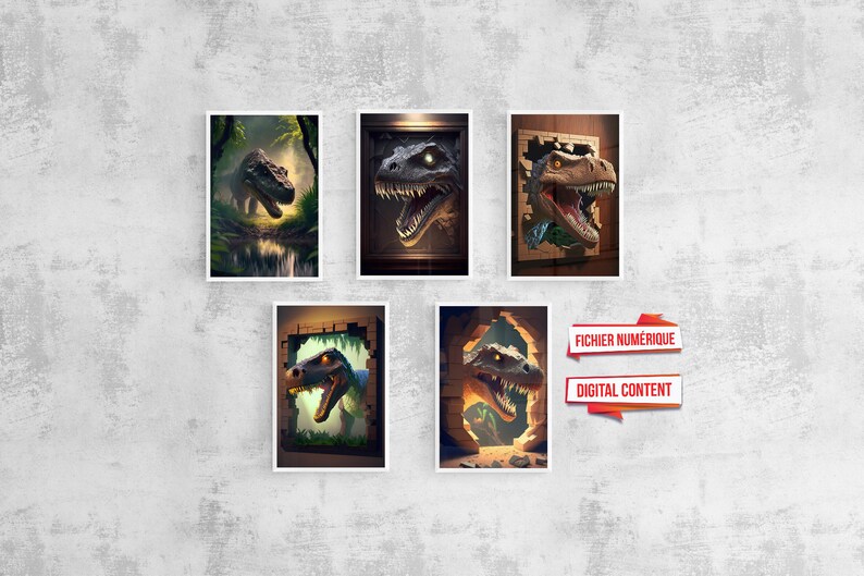 Dinosaur T-rex Poster Jurassic Park Kids Bedroom Home Decor Wall Art T ...
