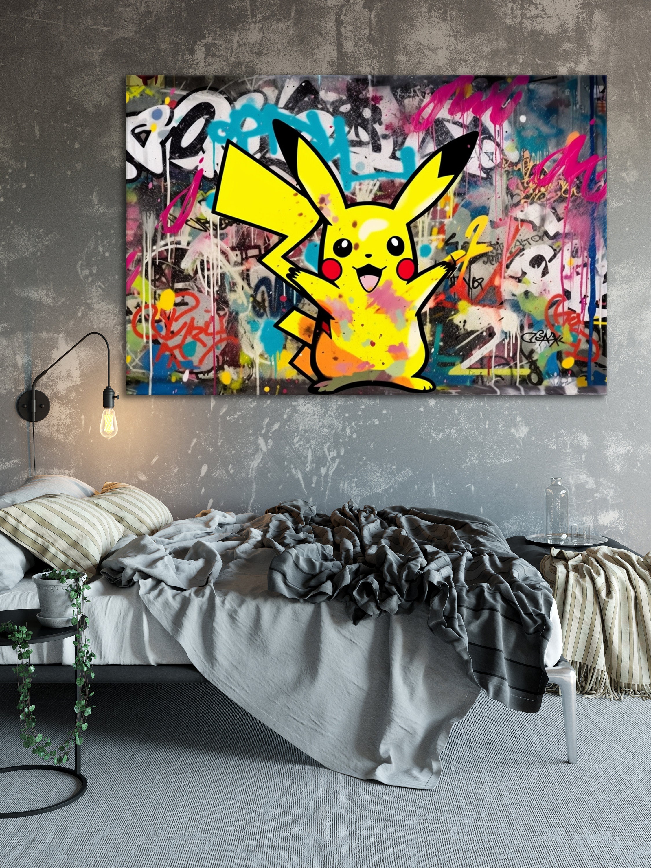 Pikachu Poster Graffiti Street Art Wall Art Urban Art Pop Art Deco Gift ...