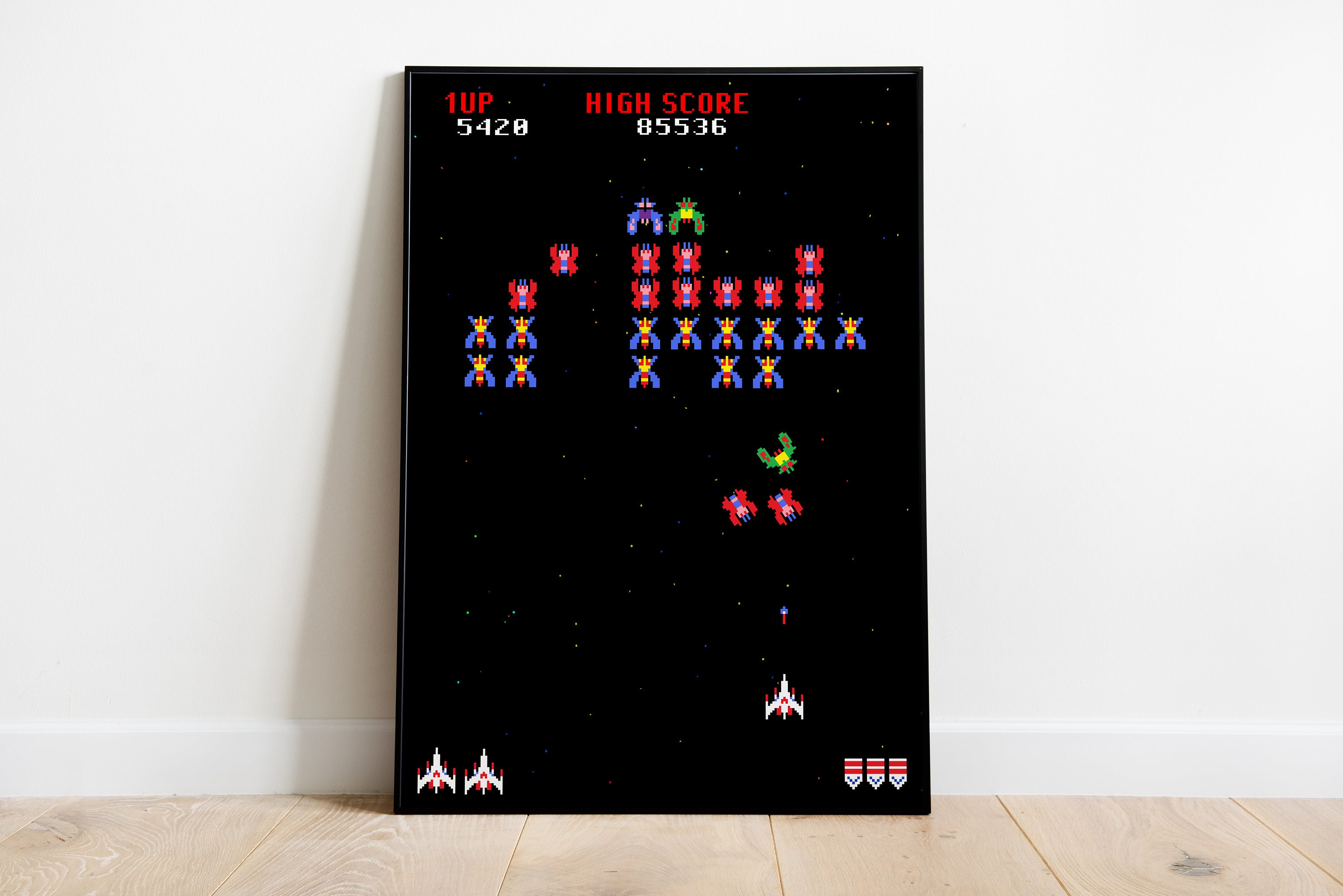Galaga 1981 Arcade Gaming Poster Arcade Game Poster Pixel Art Retro ...