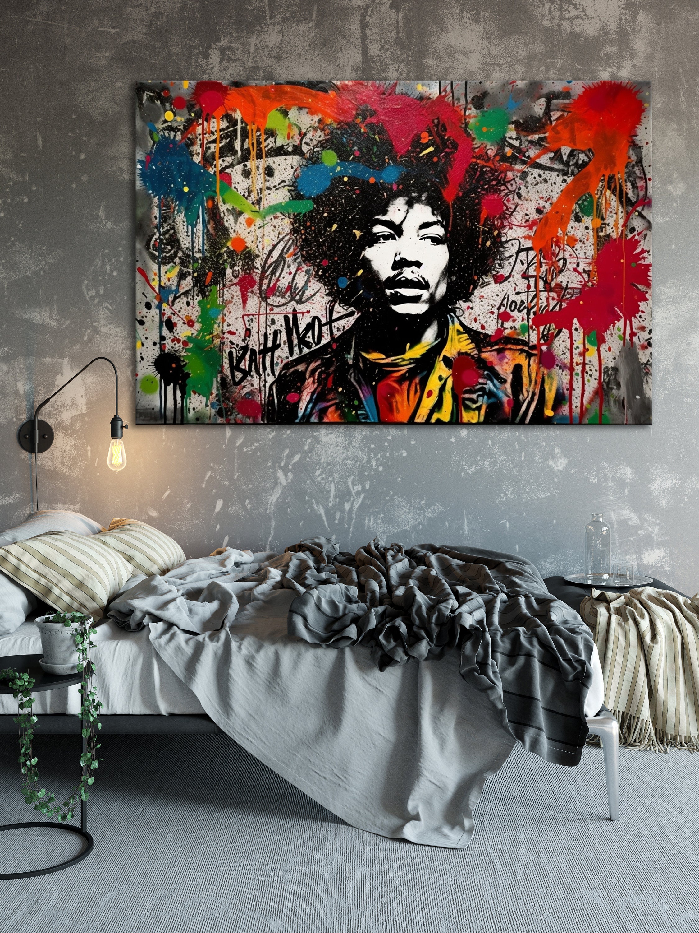 Jimi Hendrix Poster Graffiti Street Art Wall Art Urban Art Pop Art Deco ...