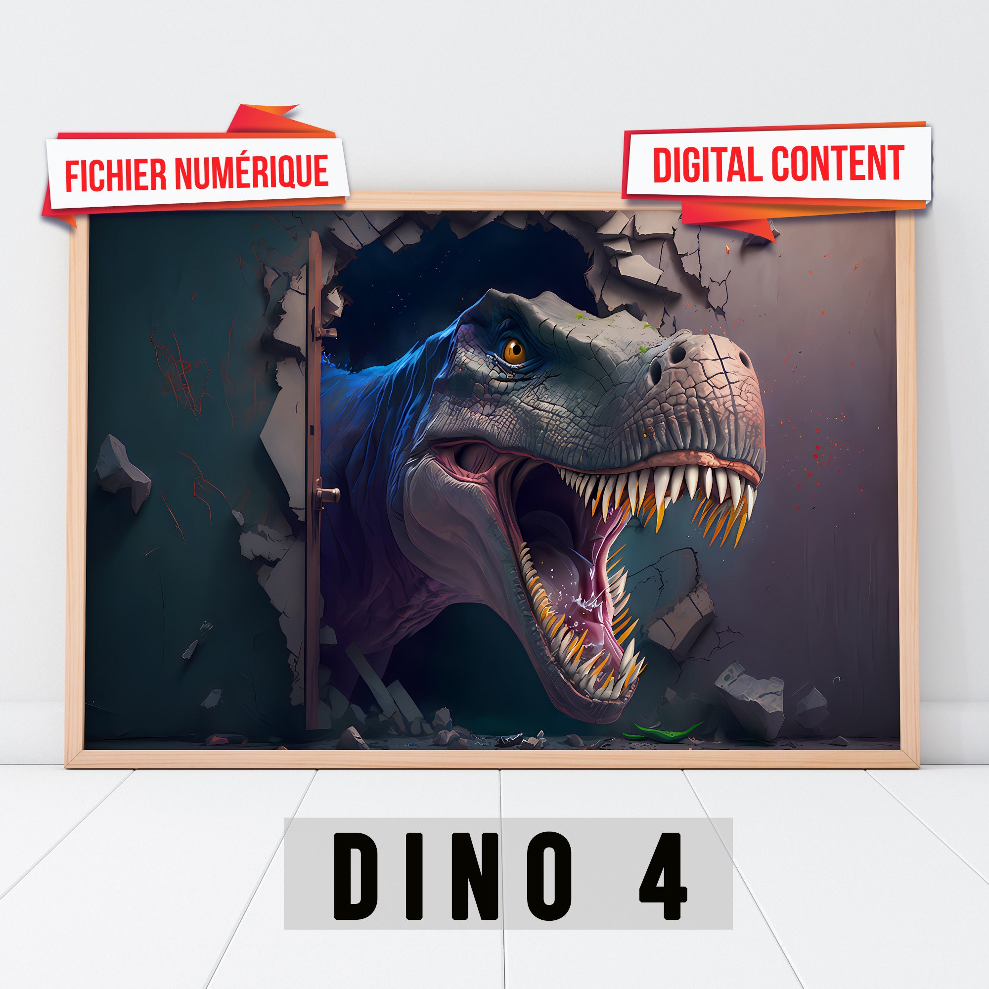 Dinosaur T-rex Poster Jurassic Park Kids Bedroom Home Decor Wall Art T ...