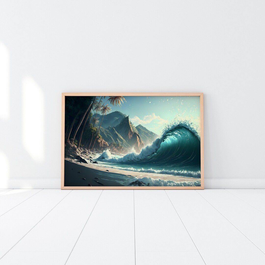Poster Wave Island Beach Ocean Surfer Summer Artistic Travel Surf Home ...