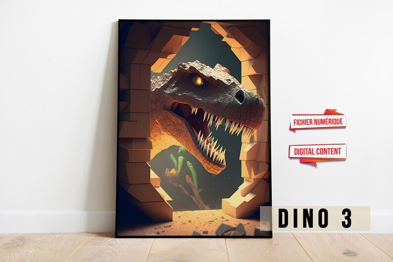Dinosaur T-rex Poster Jurassic Park Kids Bedroom Home Decor Wall Art T ...