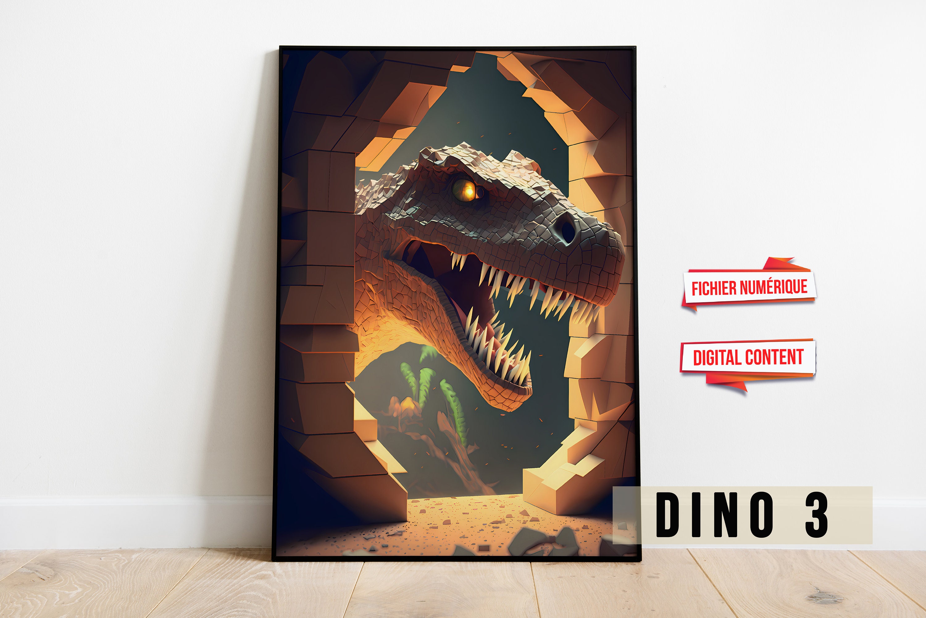 Dinosaur T-rex Poster Jurassic Park Kids Bedroom Home Decor Wall Art T ...