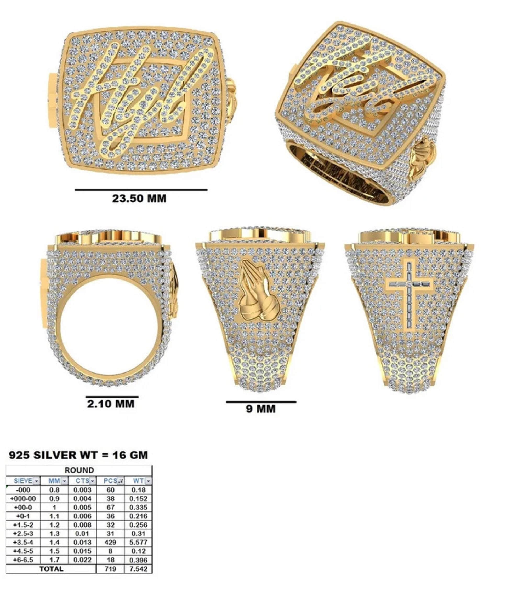 Initial Ring,gift for Men,full Custom Iced Ring,hip Hop Style Ring ...