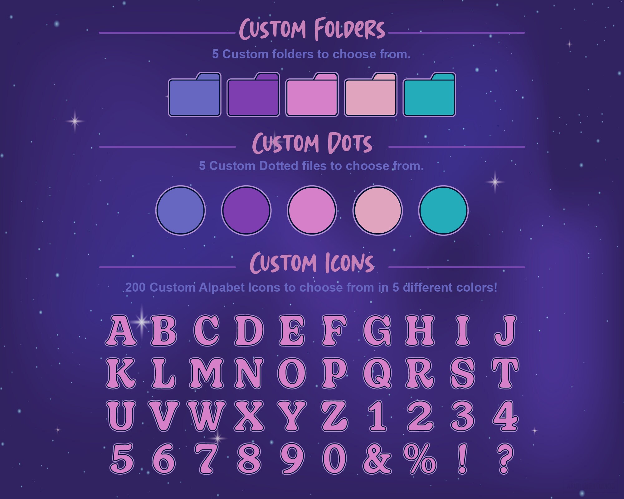 200 Desktop Alphabet Icons for Mac / Windows Midnight Desert Themed ...