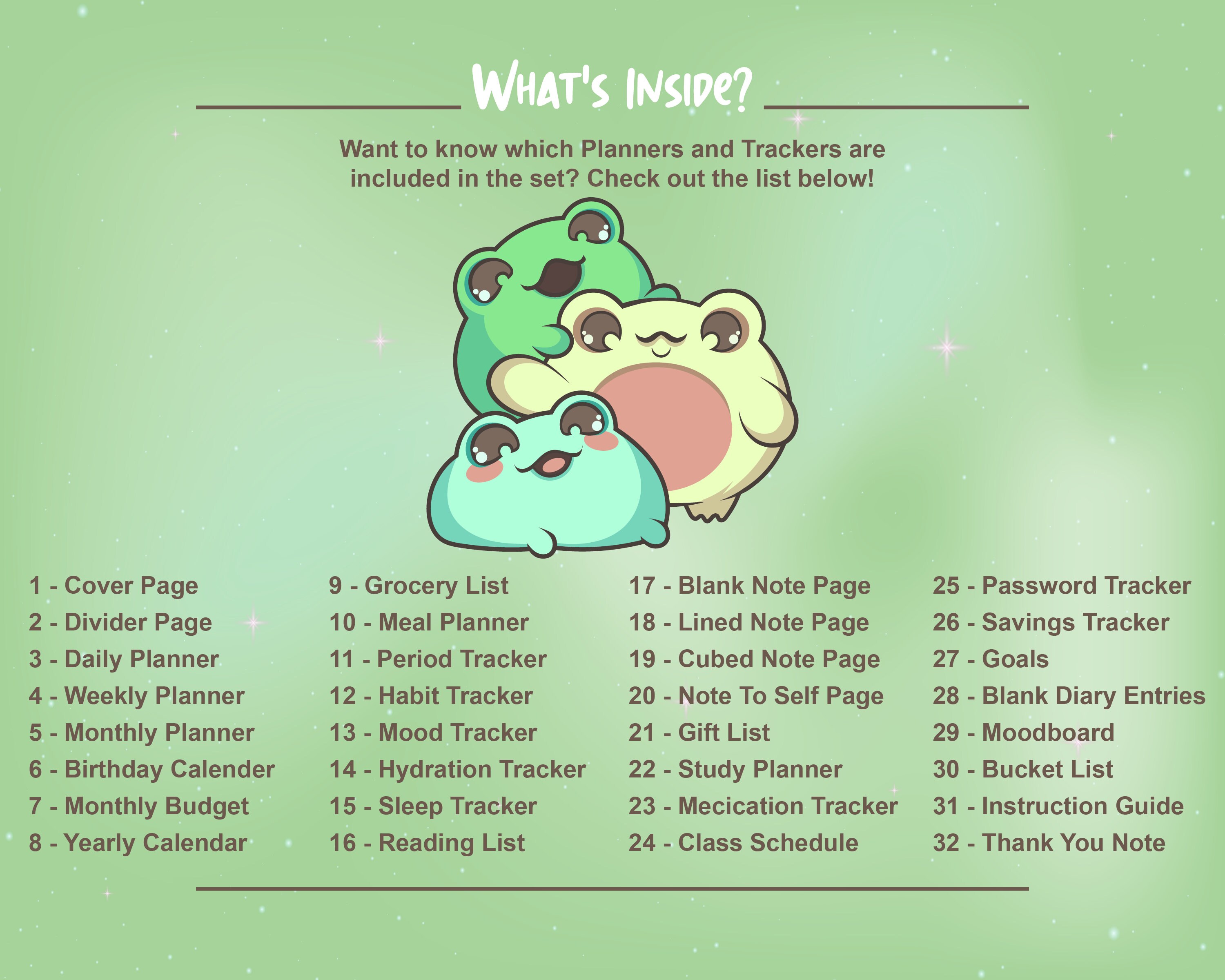 A Cozy Day With Frogs Printable 30 Piece Planner and Tracker Pack by ...