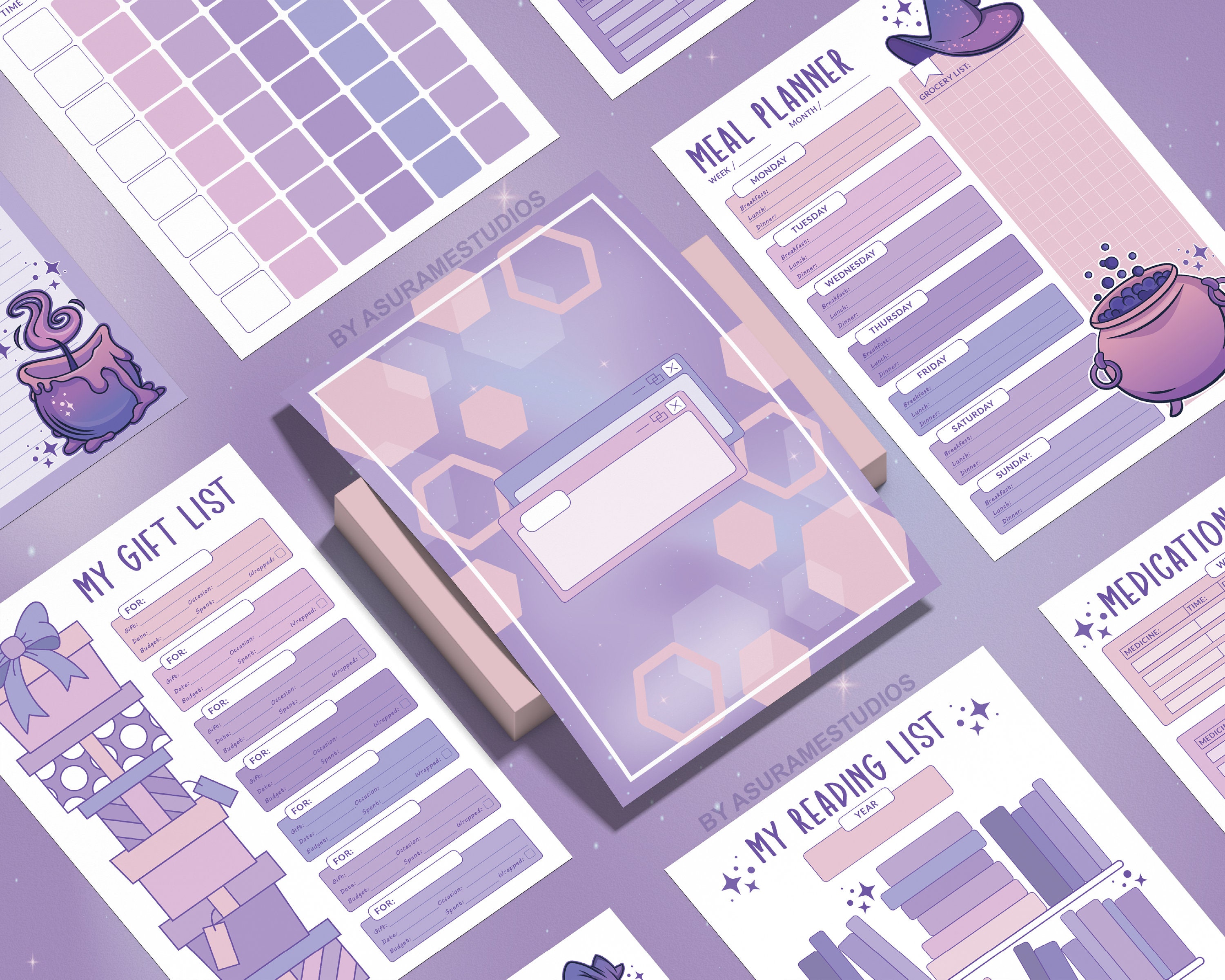 Cute Alchemy Magic Moon and Stars Mystic Lunar Printable 30 Piece ...