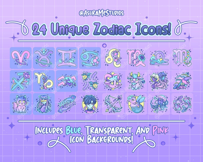 Cute Starry Sky Zodiac Space Mobile Icon Set | Android Ios App Icons ...