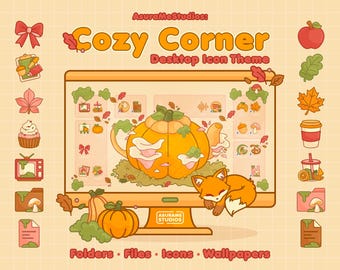 Customizable Desktop Organizing Wallpaper and Icon Set | Fall Theme ...