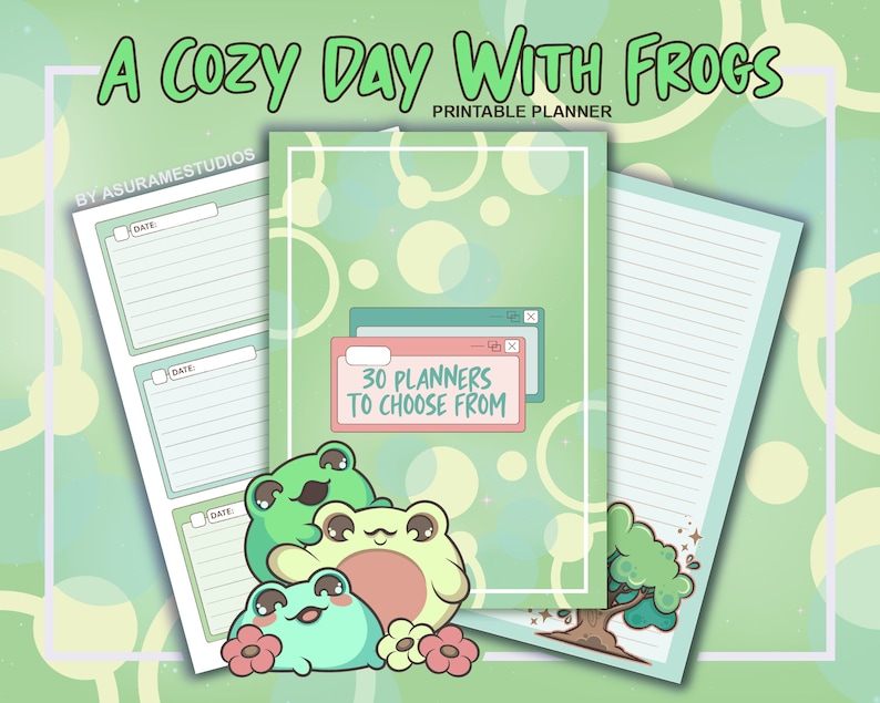 A Cozy Day With Frogs Printable 30 Piece Planner and Tracker Pack by ...