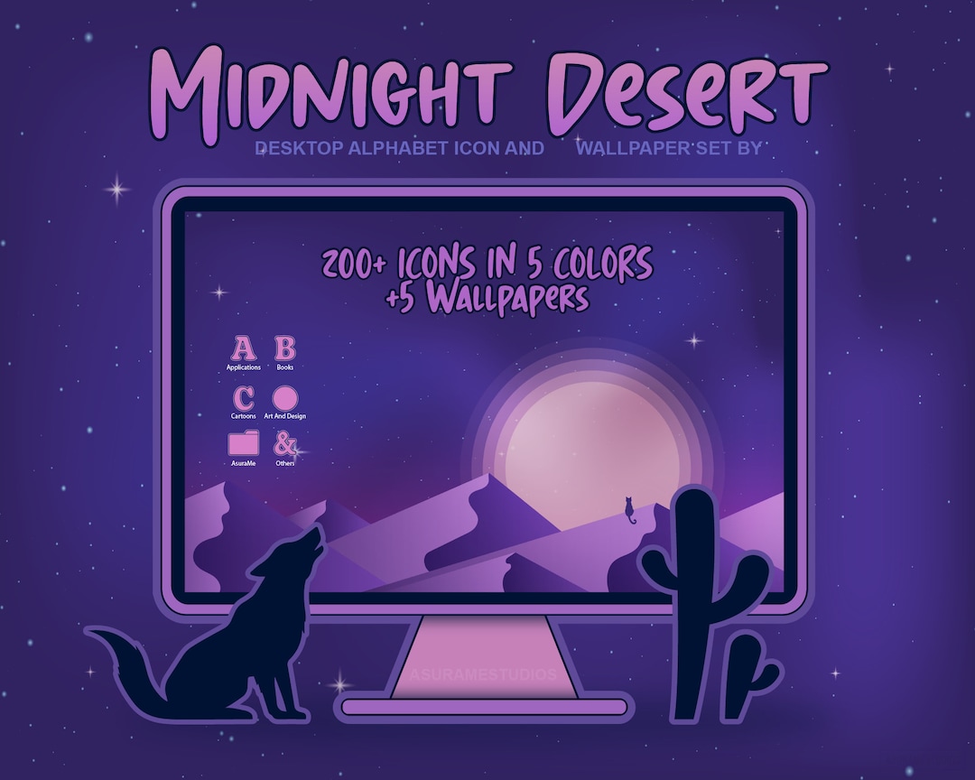 200+ Desktop Alphabet Icons for Mac / Windows - Midnight Desert Themed ...