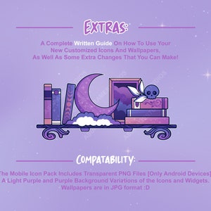 Cute Alchemy Magic Moon and Stars Lunar Aesthetic Mobile Icon Theme ...