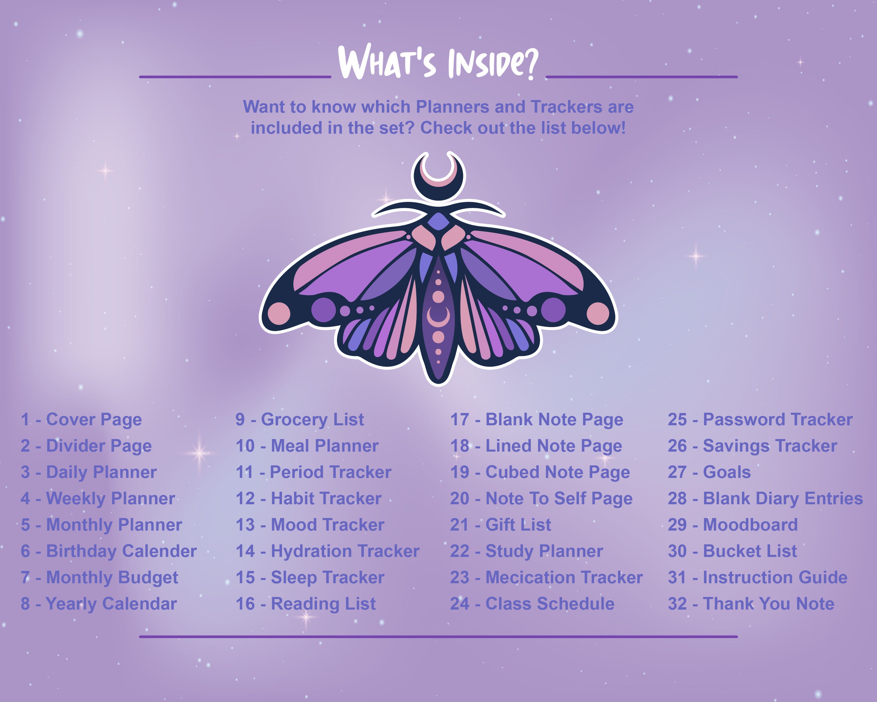 Cute Alchemy Magic Moon and Stars Mystic Lunar Printable 30 Piece ...