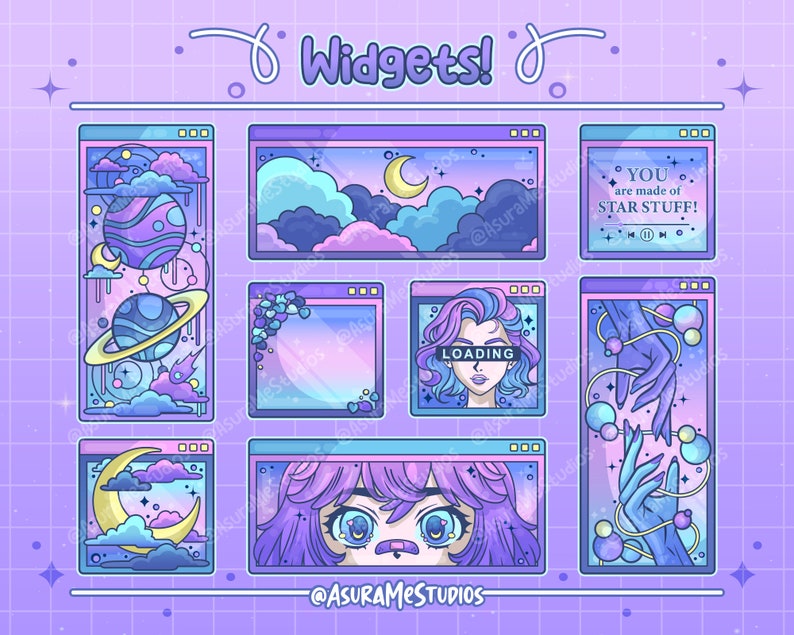 Cute Starry Sky Zodiac Space Mobile Icon Set Android Ios App Icons Blue ...