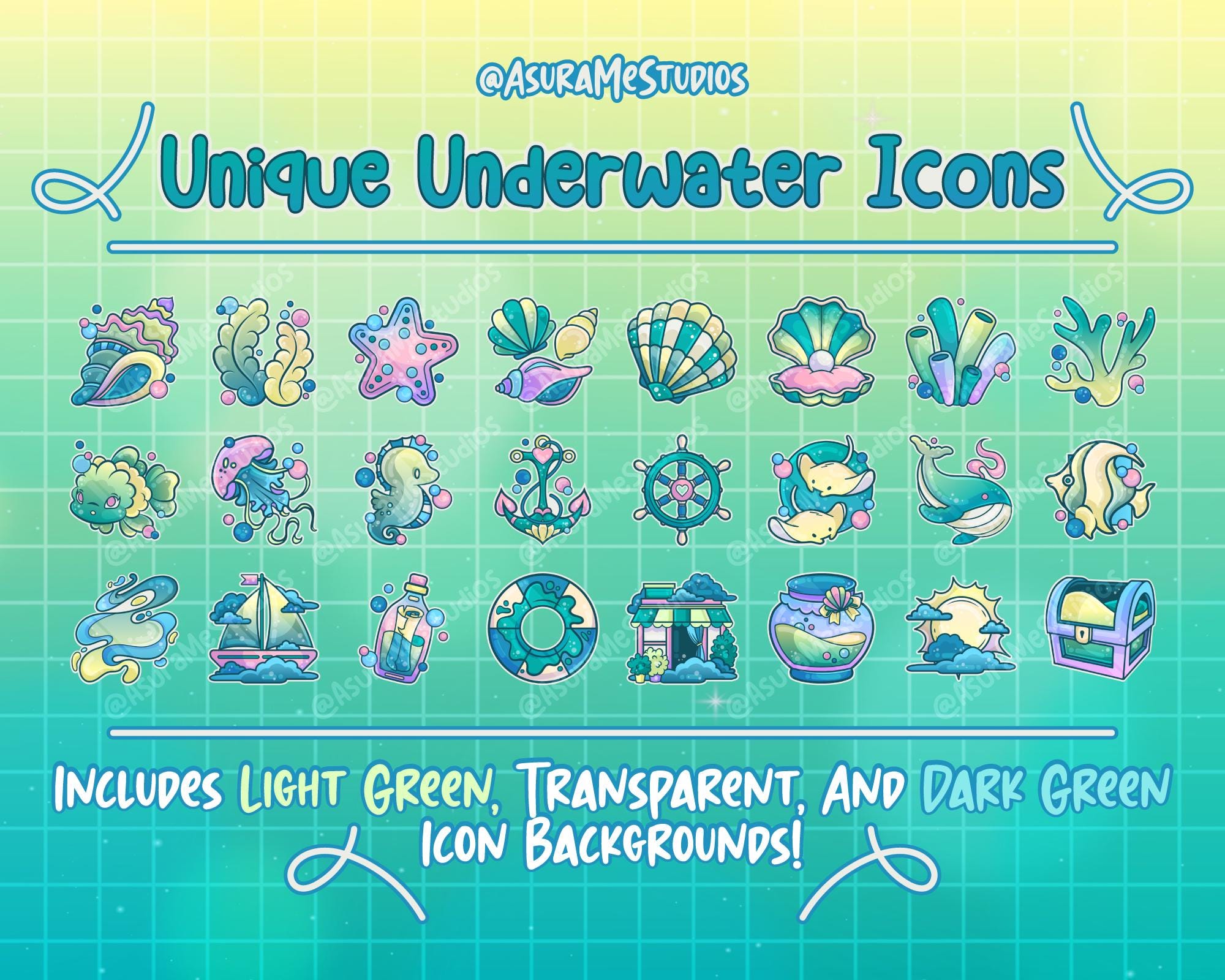 Cute Underwater Paradise Custom Icon Organizer Set | Computer Desktop ...